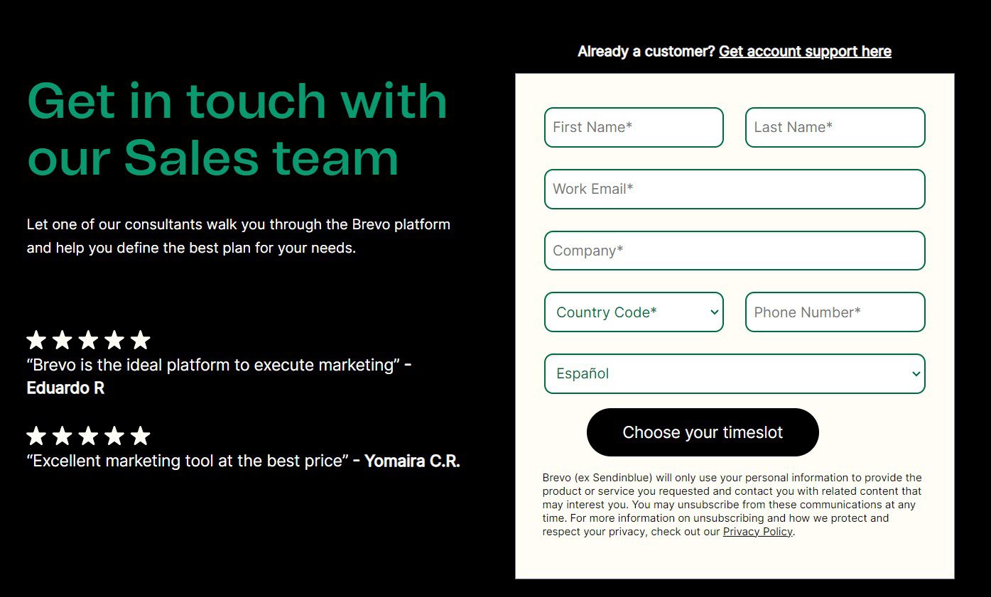 10 ejemplos de formularios de contacto eficaces que funcionan - Brevo