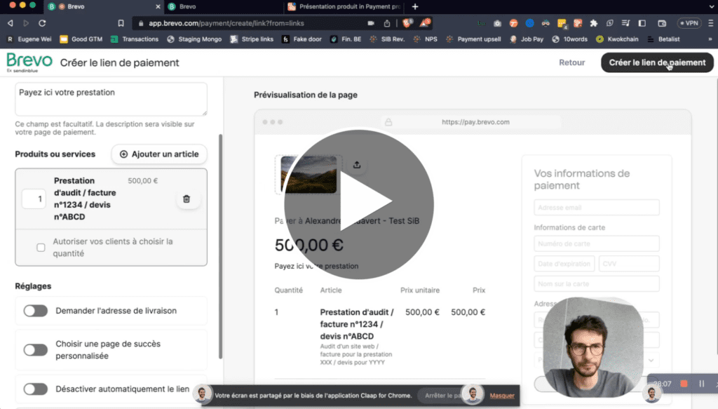 Comment créer un lien de paiement avec Brevo Payments ? - Brevo